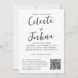 Modern Chic Elegant 4 Photo QR Code Wedding Invitation | Zazzle