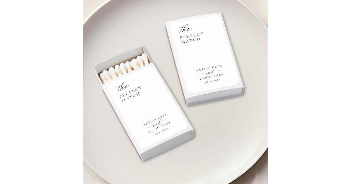 Modern & Chic Elegant Script Wedding Matchboxes | Zazzle