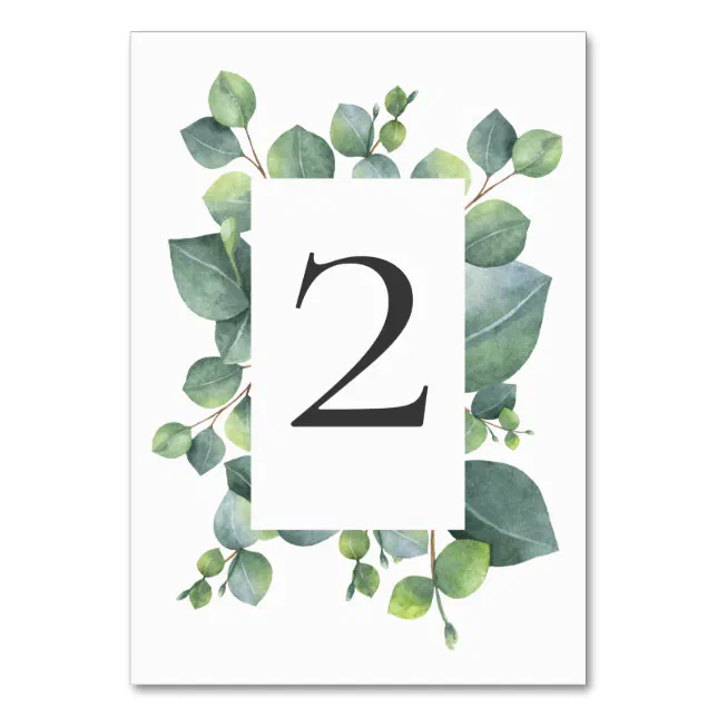 Modern Chic Eucalyptus Foliage Table Number Card | Zazzle