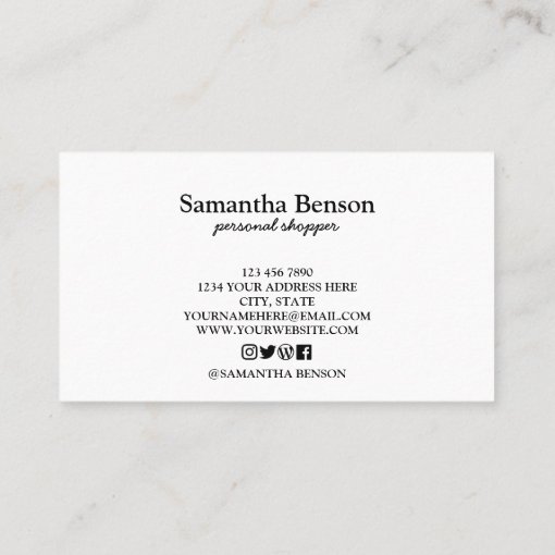 Modern chic fashion stylist personal shopper business card | Zazzle