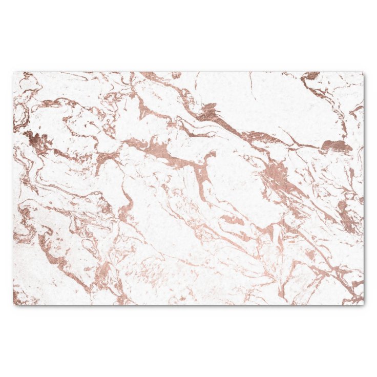 Modern chic faux rose gold white marble tissue paper | Zazzle