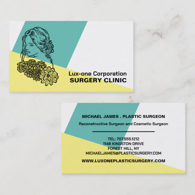 Modern Chic Floral Model, Plastic Surgeon/Surgery Business Card | Zazzle