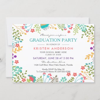 Modern Chic Fresh Floral Graduation Party Invitation | Zazzle
