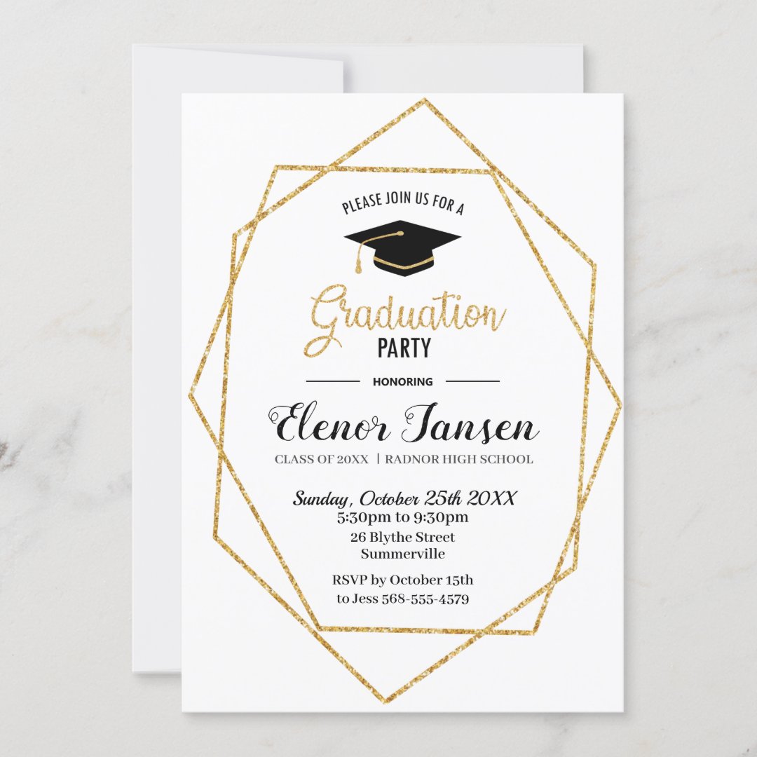 Modern Chic Geometric Graduation Party Invitation | Zazzle