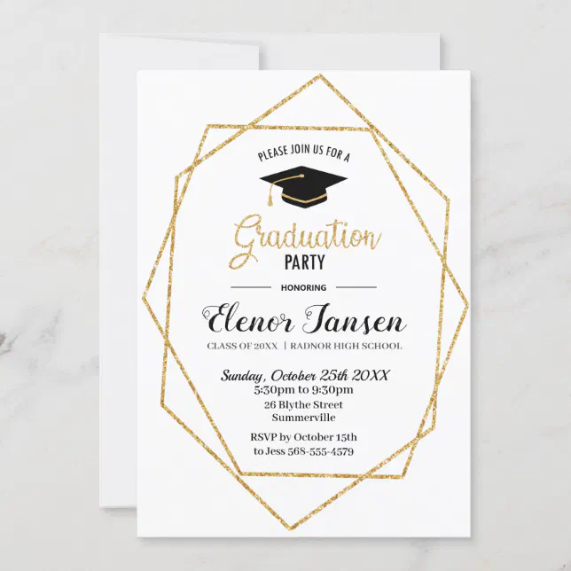 Modern Chic Geometric Graduation Party Invitation | Zazzle