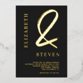 Modern chic gold ampersand names photo wedding foil invitation | Zazzle