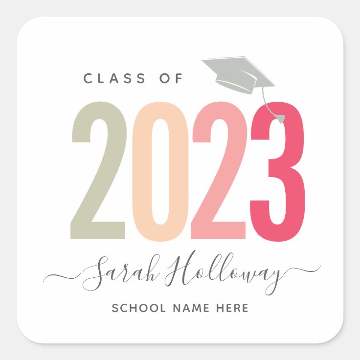 Modern Chic Graduation Blush Pink Grad Party Square Sticker | Zazzle