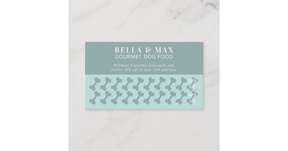Modern Chic Green Dog Bone Loyalty Card | Zazzle