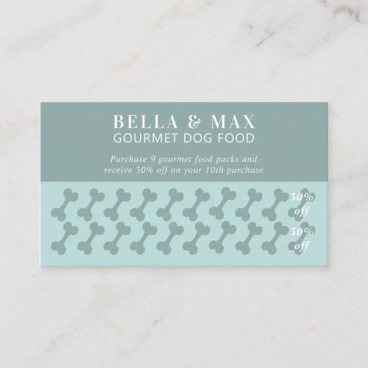 Modern Chic Green Dog Bone Loyalty Card | Zazzle