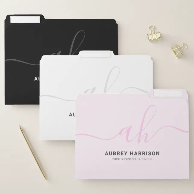 Modern Chic Handwritten Monogram File Folder | Zazzle