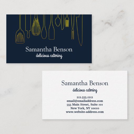 Modern Chic Kitchen Utensils Cooking and Catering Business Card | Zazzle