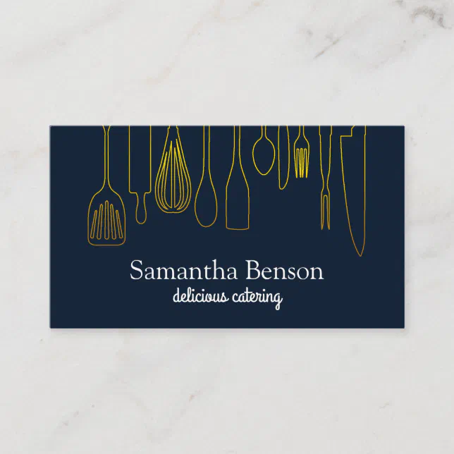 Modern Chic Kitchen Utensils Cooking and Catering Business Card | Zazzle