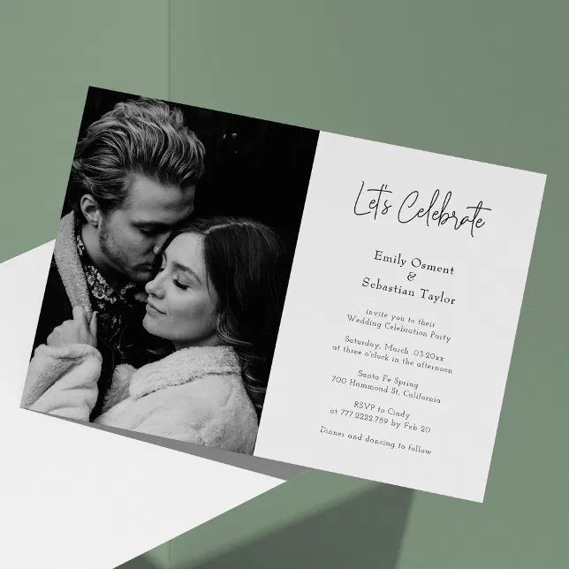 Modern Chic let's Celebrate Wedding Reception-Only Invitation | Zazzle