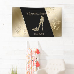 Modern Chic ,Luminous, Diamonds High Heels Banner | Zazzle