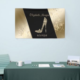Modern Chic ,Luminous, Diamonds High Heels Banner | Zazzle