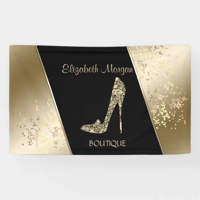 Modern Chic ,Luminous, Diamonds High Heels Banner | Zazzle