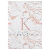 Modern Chic Marble Rose Gold Foil Monogram Clipboard | Zazzle
