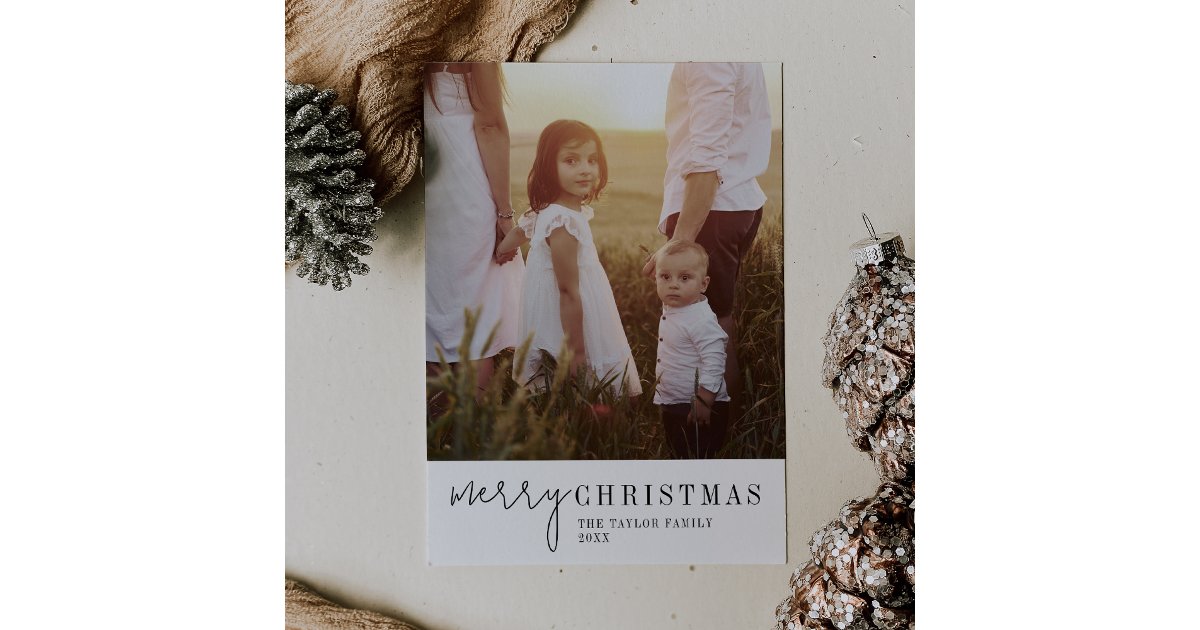 Modern Chic Merry Christmas Photo Holiday Card | Zazzle