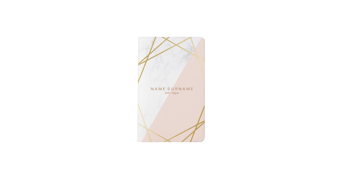 Modern Chic Minimalist Geometric Marble Gold Pink Pocket Moleskine ...