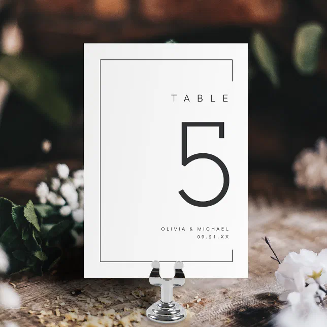 Modern chic minimalist wedding table number | Zazzle