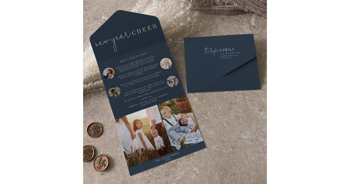 Modern Chic | Navy Blue New Year Cheer Multi Photo All In One ...