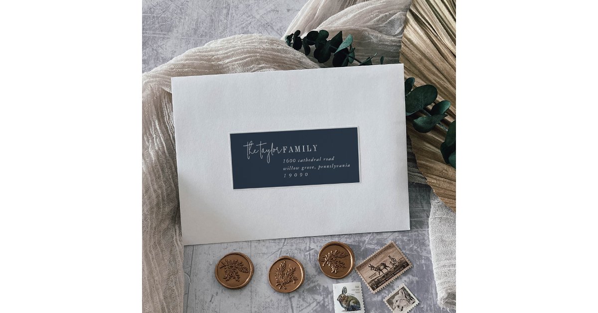 Modern Chic | Navy Recipient Guest Address Labels | Zazzle