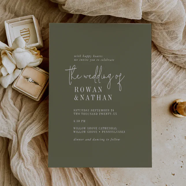 Modern Chic Olive Green The Wedding Of Invitation | Zazzle