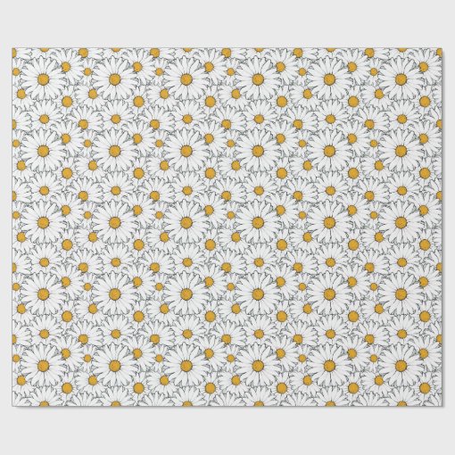 Modern Chic Ornate Daisy Floral Pattern Watercolor Wrapping Paper | Zazzle