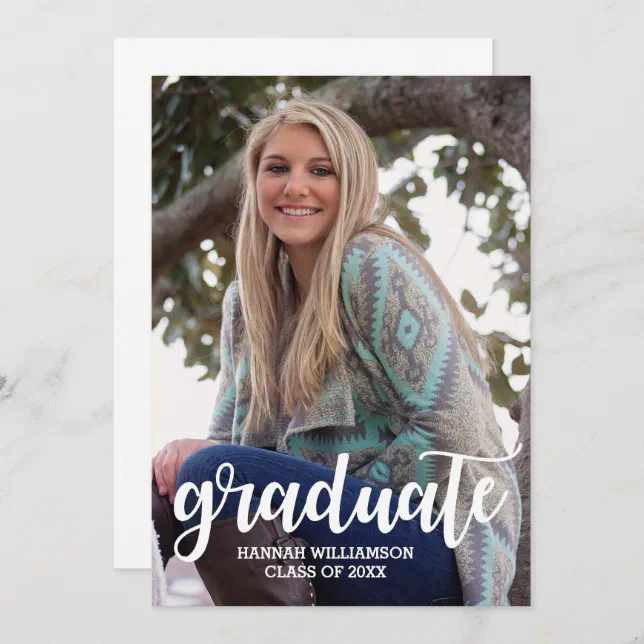 Modern Chic Photo Graduation Invitations for Girl | Zazzle