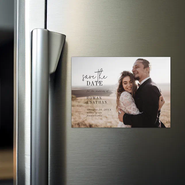 Modern Chic Photo Save the Date Magnetic Invitation | Zazzle