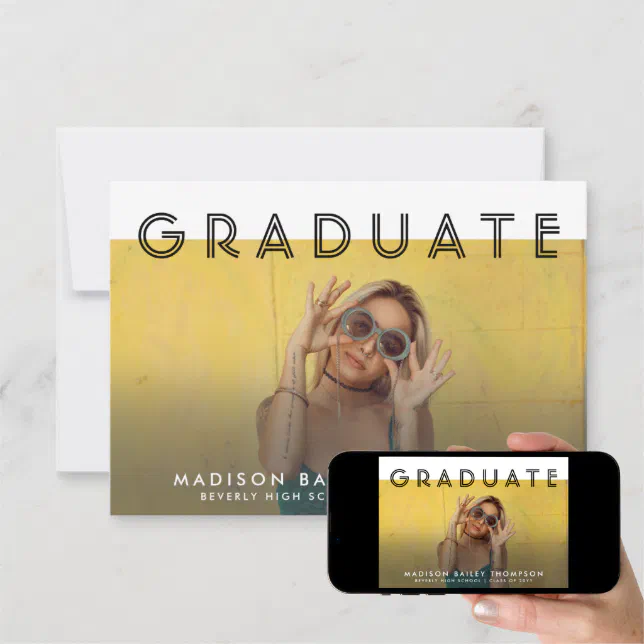 Modern Chic Photo Virtual Graduation Invitation | Zazzle