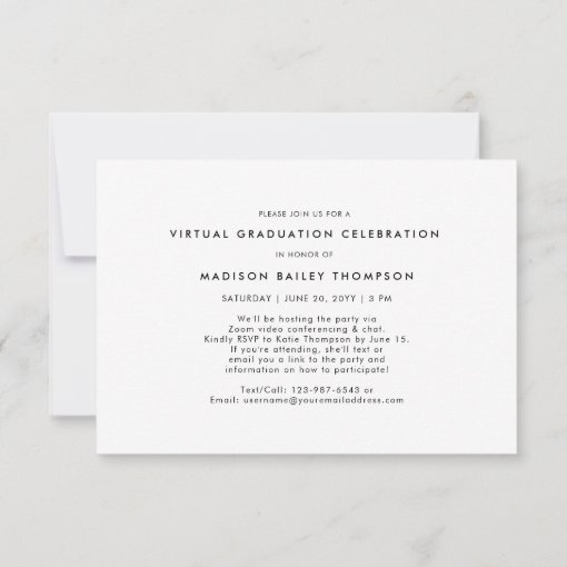 Modern Chic Photo Virtual Graduation Invitation | Zazzle