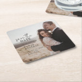 Modern Chic Photo Wedding Save the Date Coaster | Zazzle