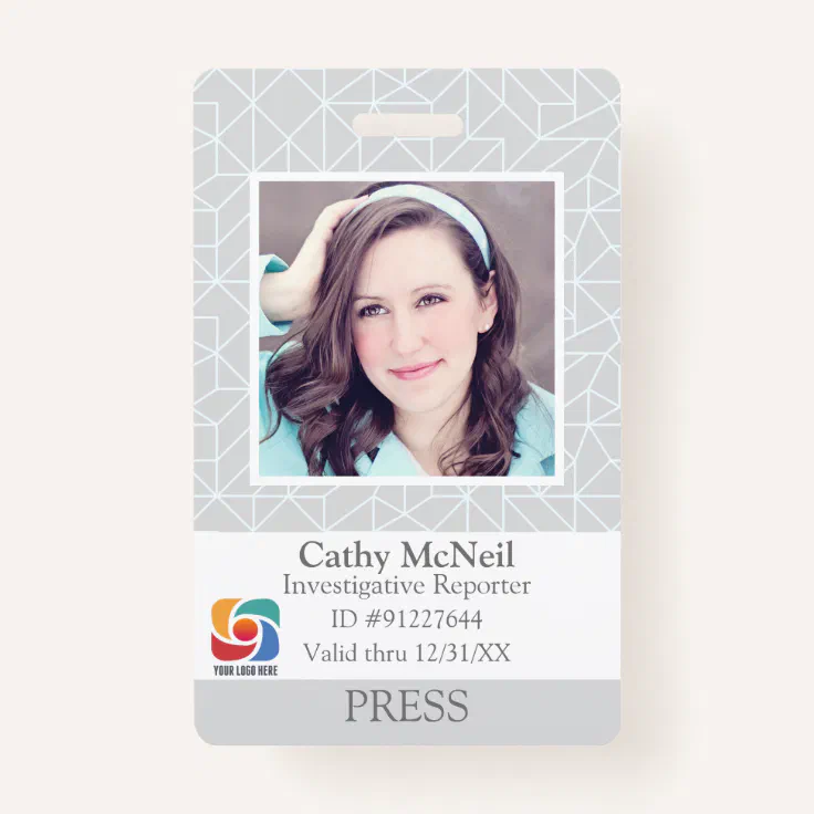 Modern Chic Press Reporter Photographer Staff ID Badge | Zazzle