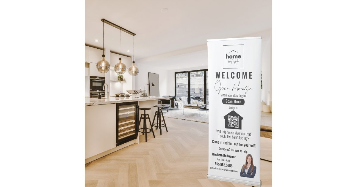 Modern Chic QR Code Open House Sign for Realtor | Zazzle