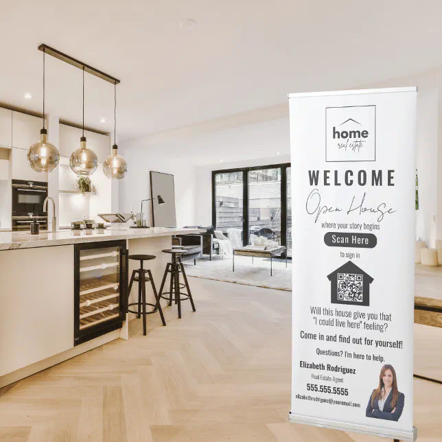 Modern Chic QR Code Open House Sign for Realtor | Zazzle