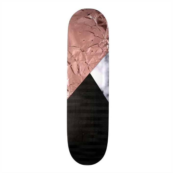 Modern Chic Rose Gold Black Marble Geometric Skateboard | Zazzle.com