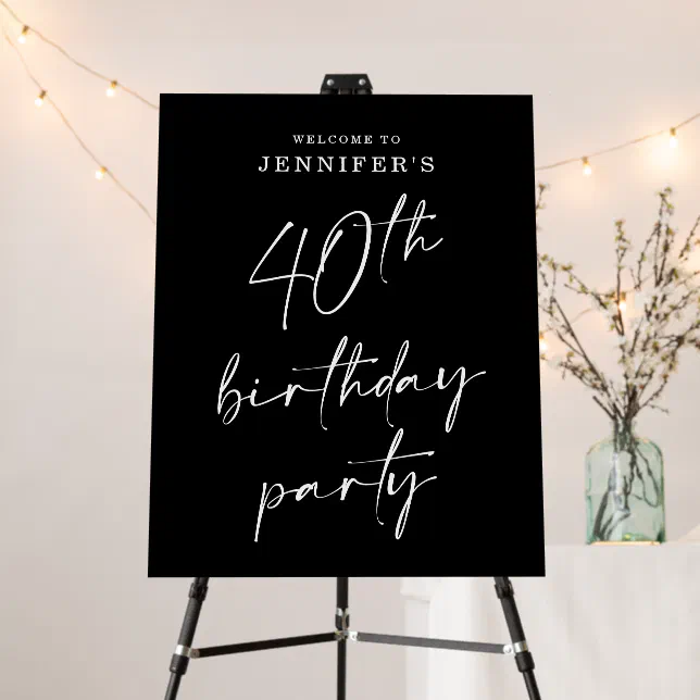 Modern Chic Script 40th Birthday Party Sign | Zazzle