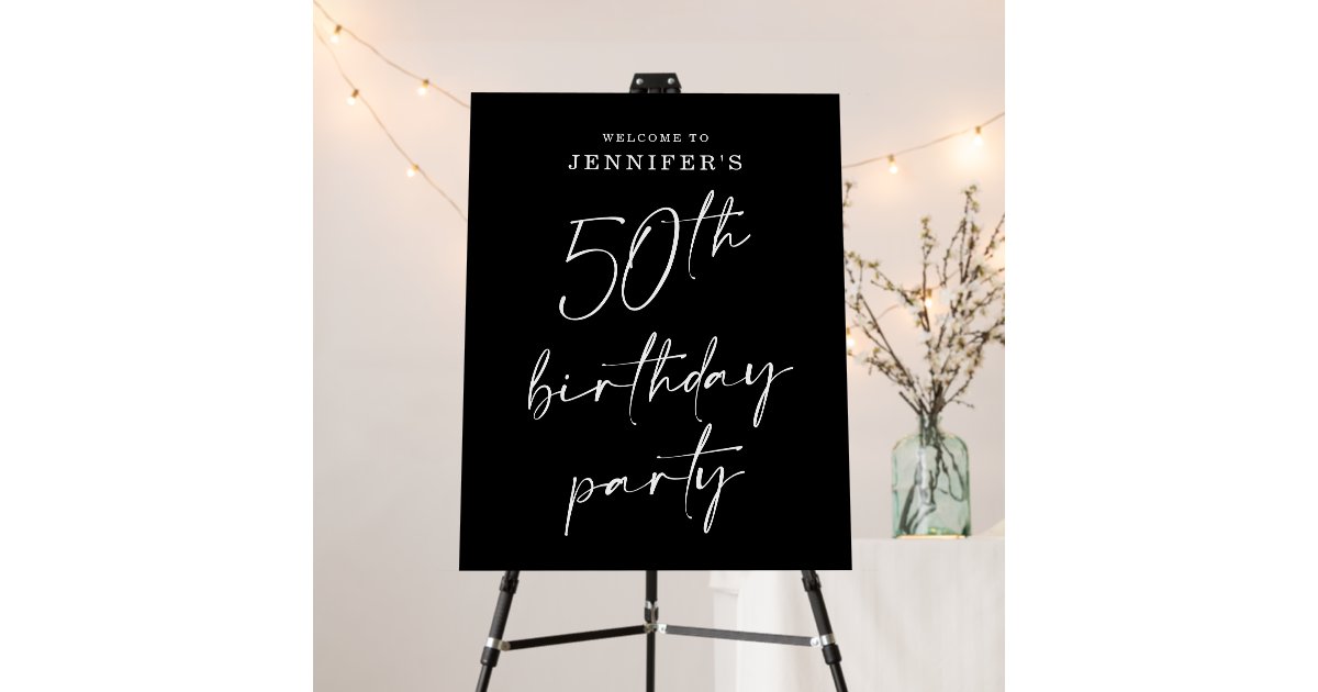 Modern Chic Script 50th Birthday Party Sign | Zazzle