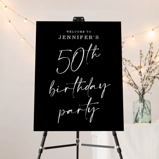 Modern Chic Script 50th Birthday Party Sign | Zazzle