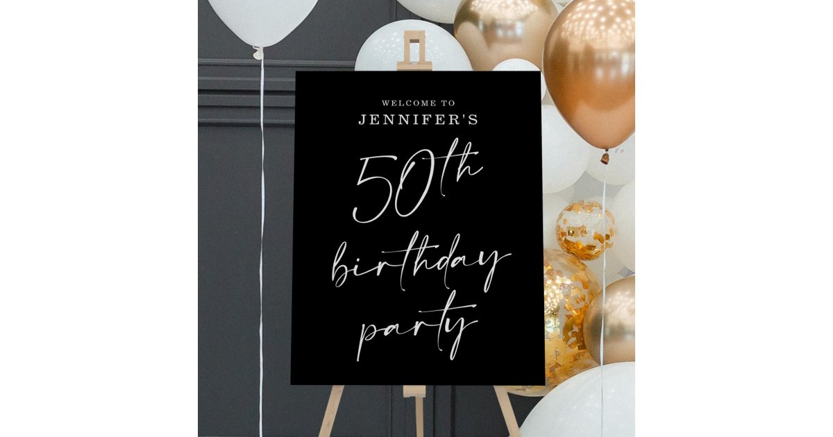 Modern Chic Script 50th Birthday Party Sign | Zazzle