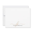 Modern Chic Script Gold Monogram Initials Minimal Note Card | Zazzle