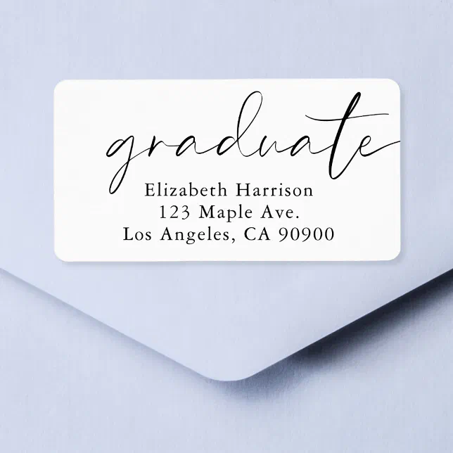 Modern Chic Script Graduation Return Address Label | Zazzle