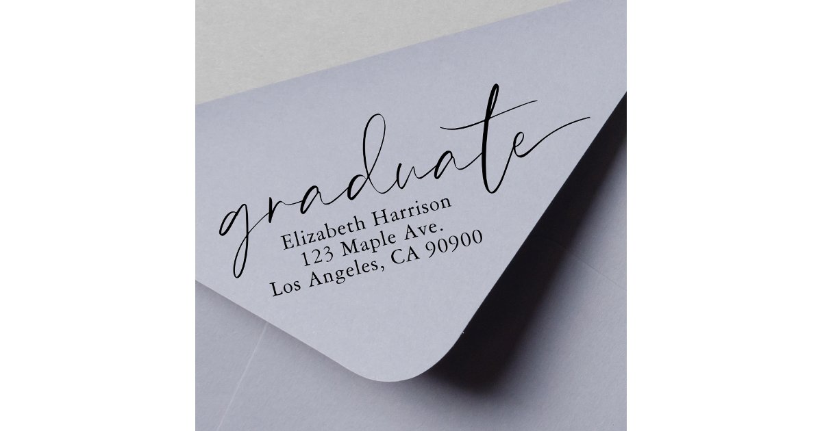 Modern Chic Script Graduation Return Address Self-inking Stamp | Zazzle