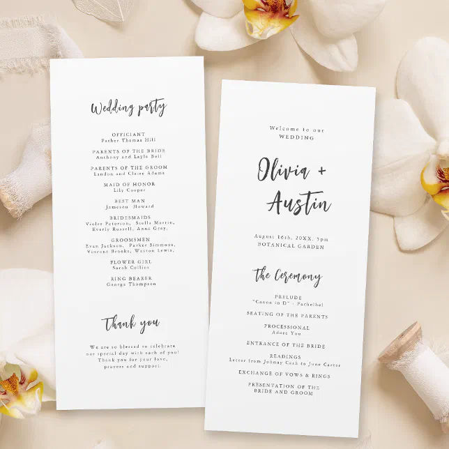 Modern Chic Script Minimalist Wedding Program | Zazzle