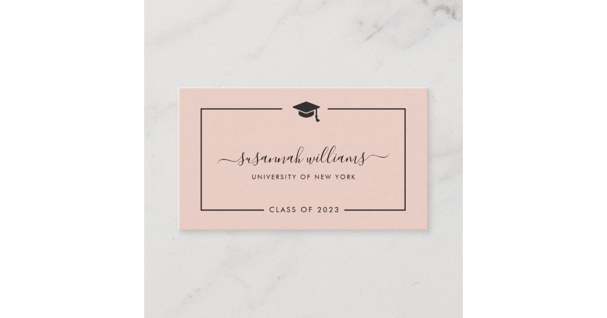Modern Chic Script Rose Graduation Calling Card | Zazzle