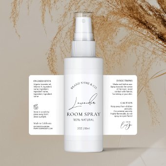 Modern Chic Script Simple Logo Room Spray Bottle Label | Zazzle