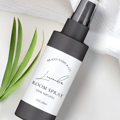 Modern Chic Script Simple Logo Room Spray Bottle Label | Zazzle