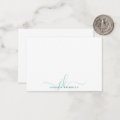 Modern Chic Script Turquoise Monogram Initials Note Card | Zazzle