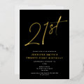 Modern Chic Script Twenty-One 21st Birthday Party Foil Invitation | Zazzle